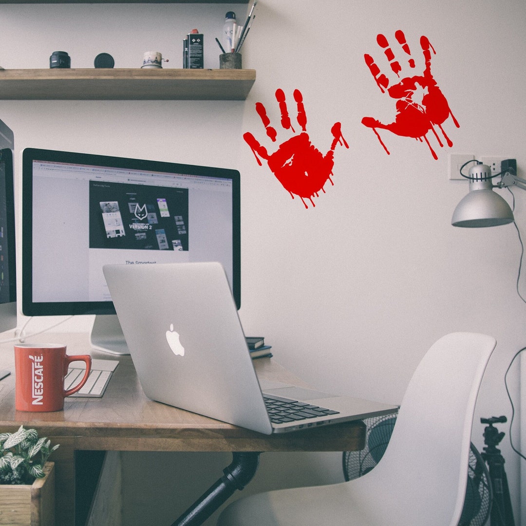 50%OFF - 8" Bloody Hands Decal - Red Vinyl Zombie Blood Sticker Decor ...
