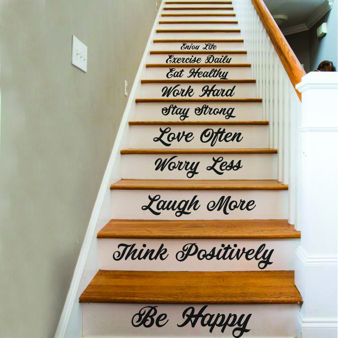 Stair Riser Step Quotes Vinyl Decals - Home Staircase Stairway Family ...