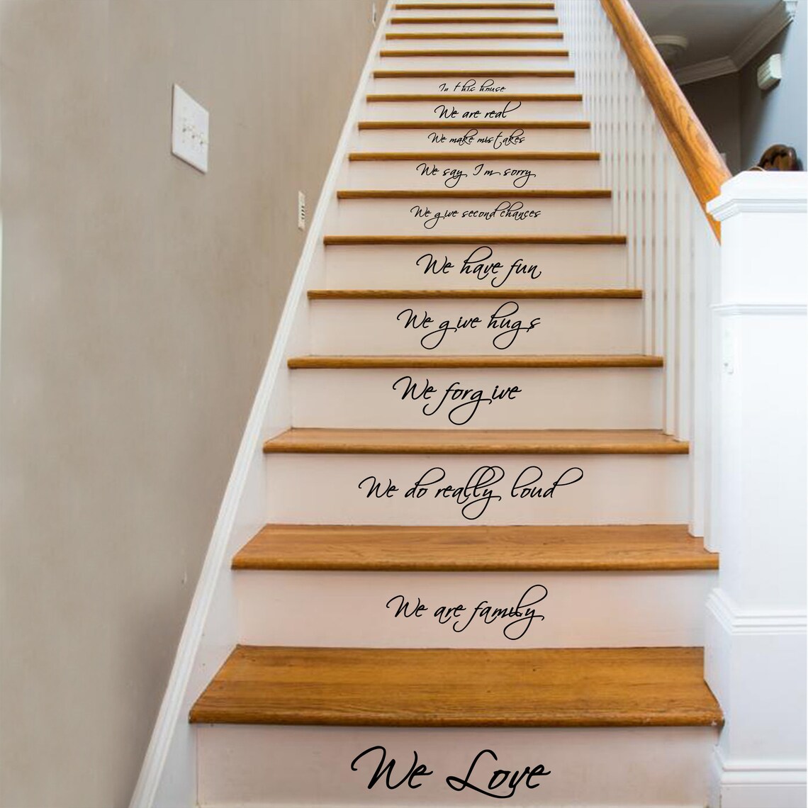 In This House Quote Stair Decals - Stairs Decal Quotes Vinyl Stickers ...