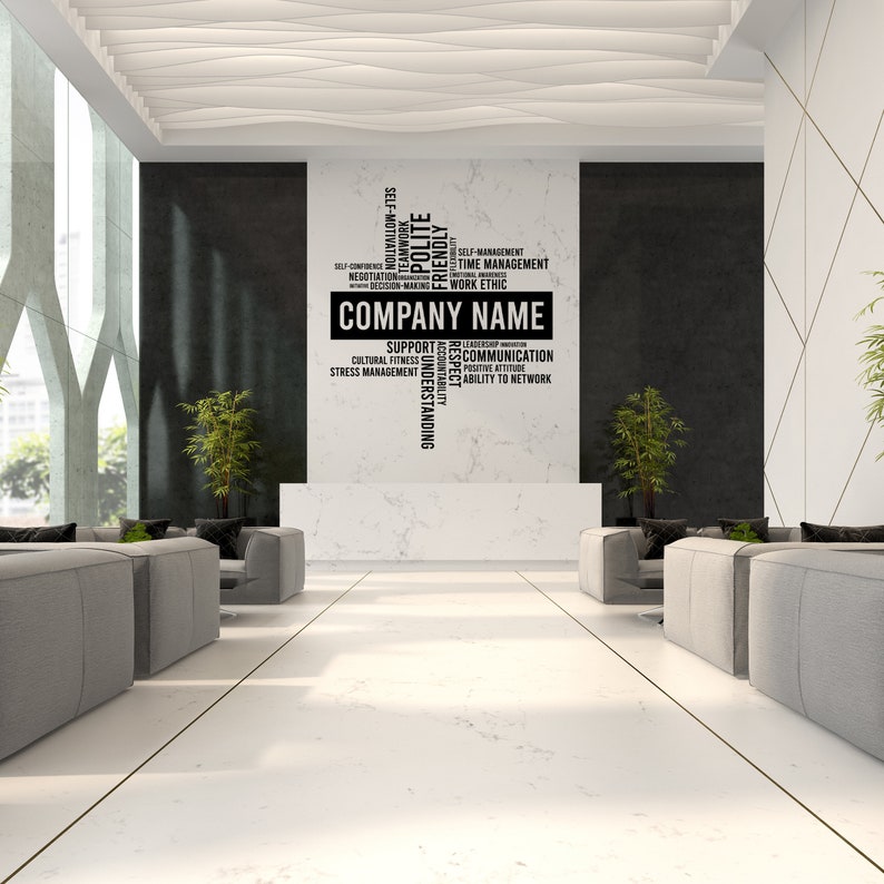 Custom Business Name Vinyl Wall Sticker - Customized Office Letter Sign ...