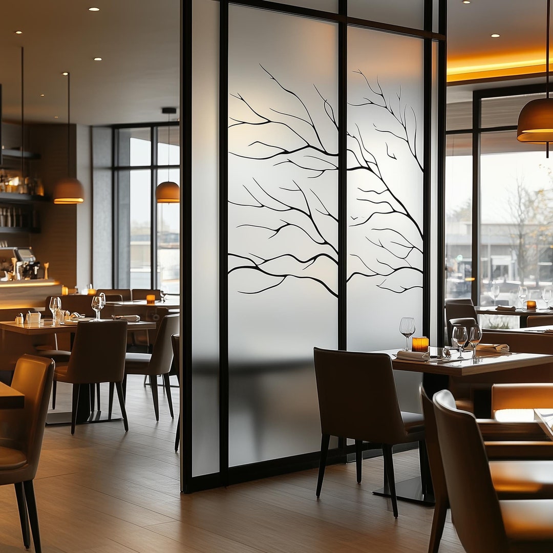 Frosted Glass Decal With Tree Branch Design | Privacy Window Film ...