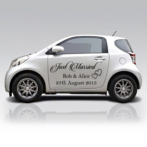 Just Married Car Vinyl Wedding Sticker - Custom Name Day Window Glass ...