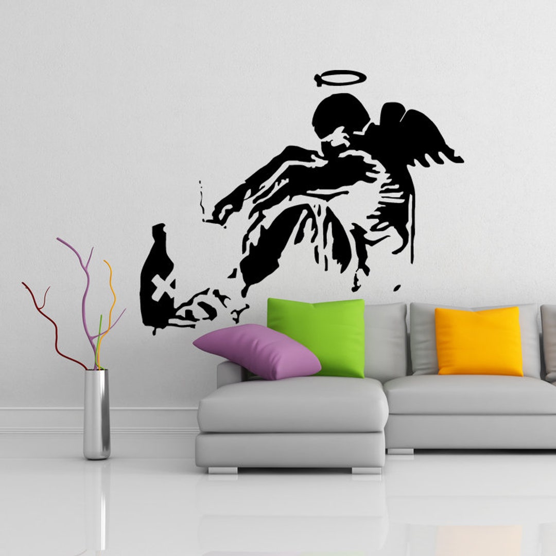 Banksy Fallen Angel Wall Sticker - Giant Art Street Graffiti Wings ...