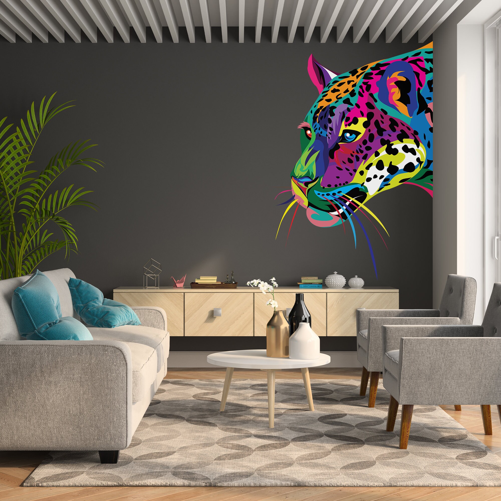 Wild Jaguar Wall Sticker - Cat Animal Art Vinyl Black Panther Decal ...