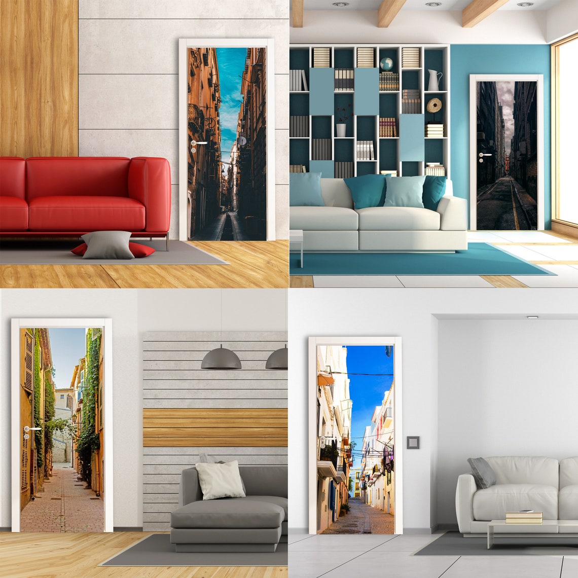 3d Door Cover Sticker Street Wallpaper Front Door Mural Wall - Etsy