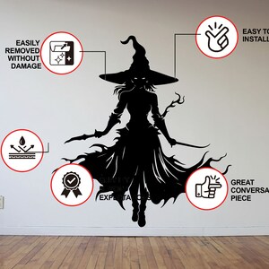 Knife-wielding Warrior Witch Decal - Halloween Window Display ...