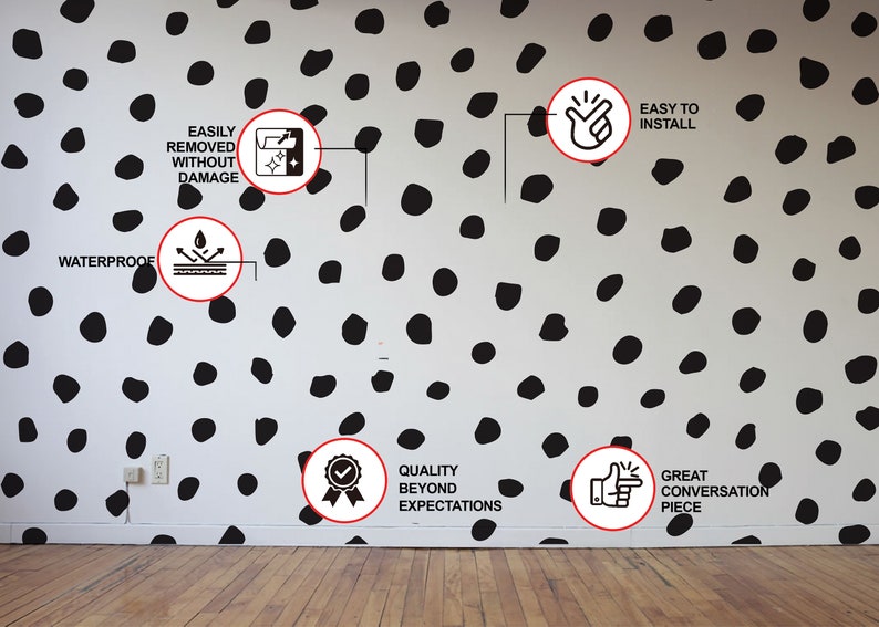 250x Polka Dots Wall Decal - Irregular Modern Dot Stickers - Minimalist ...