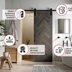 Dark Brown Barn Door Wallpaper Sticker - Rustic Wood Cover Decal - DIY ...