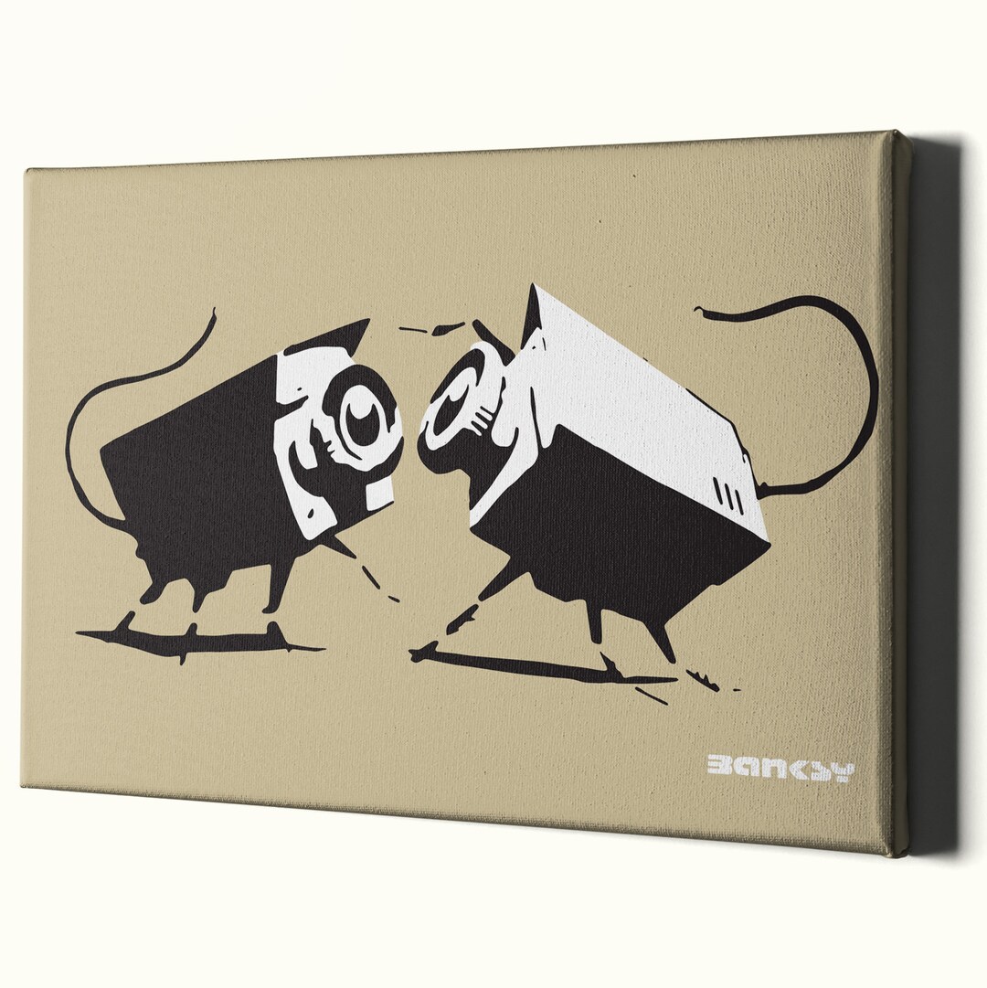 Banksy Cctv Wall Canvas Art - Abstract Spy Camera Framed Modern ...