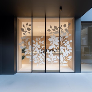 White Window Decal | Botanical Vinyl Sticker for Glass | Storefront ...