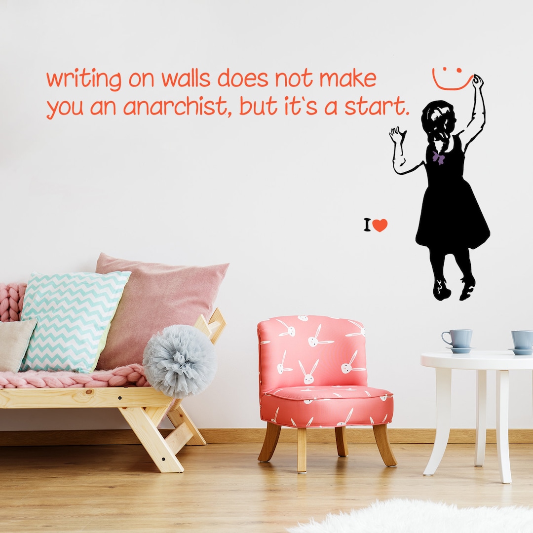 Banksy Girl Anarchist Wall Sticker - Magical Daisy Antifa Communist ...