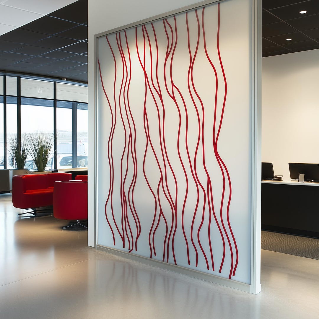 Wavy Line Frosted Glass Sticker | Printed Privacy Window Film | Etched ...