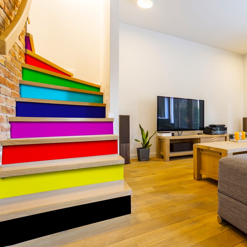 Rainbow Stair Riser Stickers - Decoration Strips Stairway Ladder Steps ...
