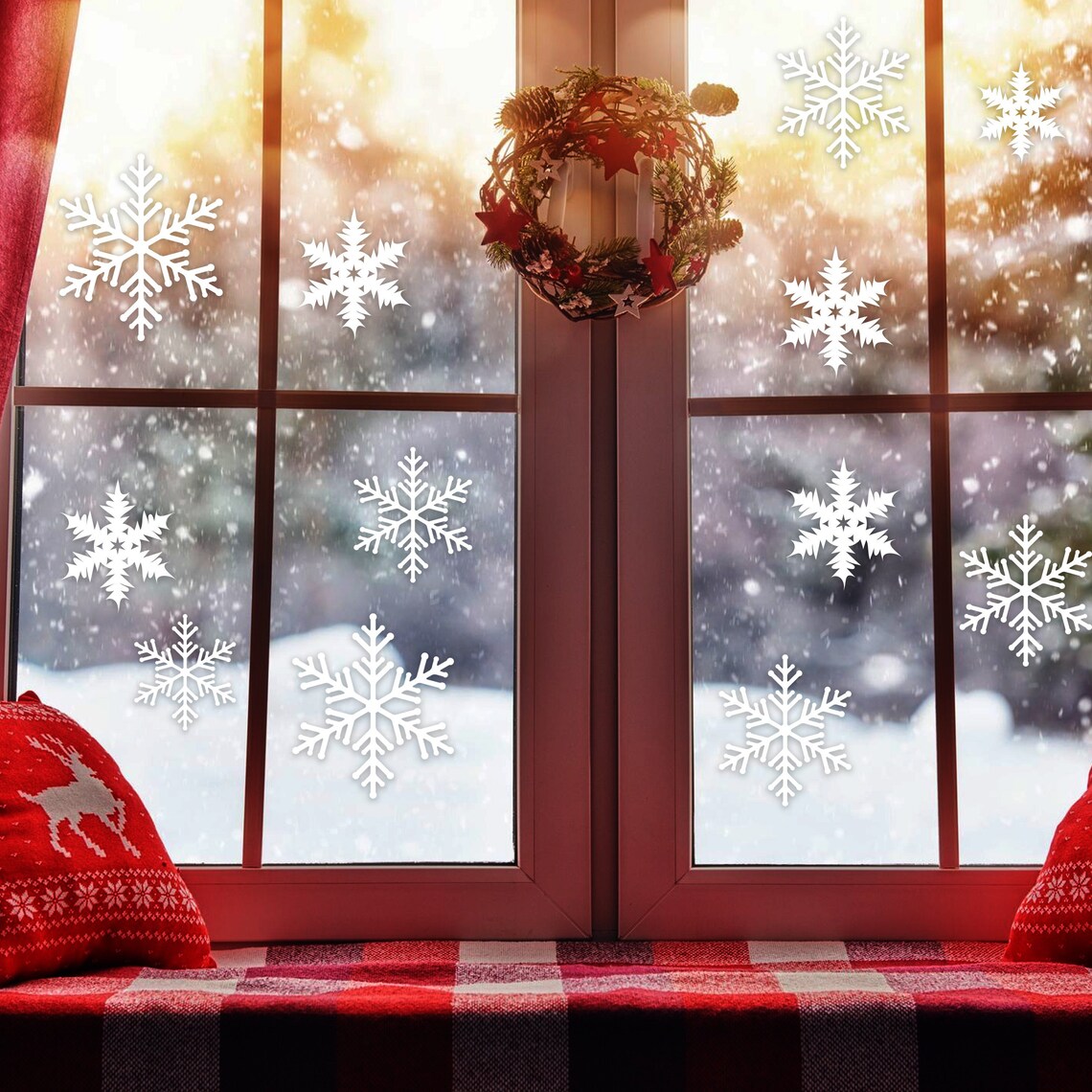 100x Snowflake Window Stickers - Christmas Snow Flake Decal Cling ...