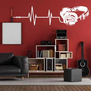 Headphone Vinyl Wall Sticker - Music Art Dj Diecut Weatherproof Decal ...