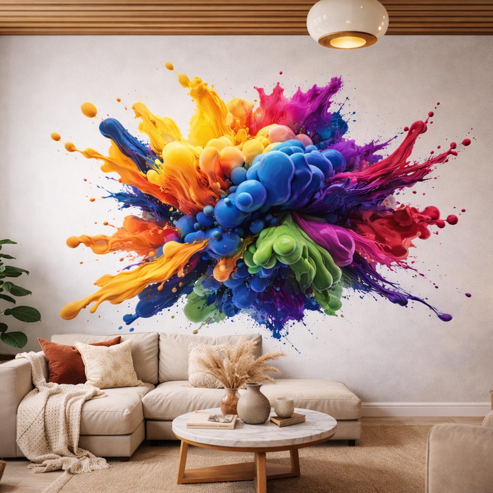 3D Paint Explosion Decal | Rainbow Splash Wall Art | Abstract Color ...