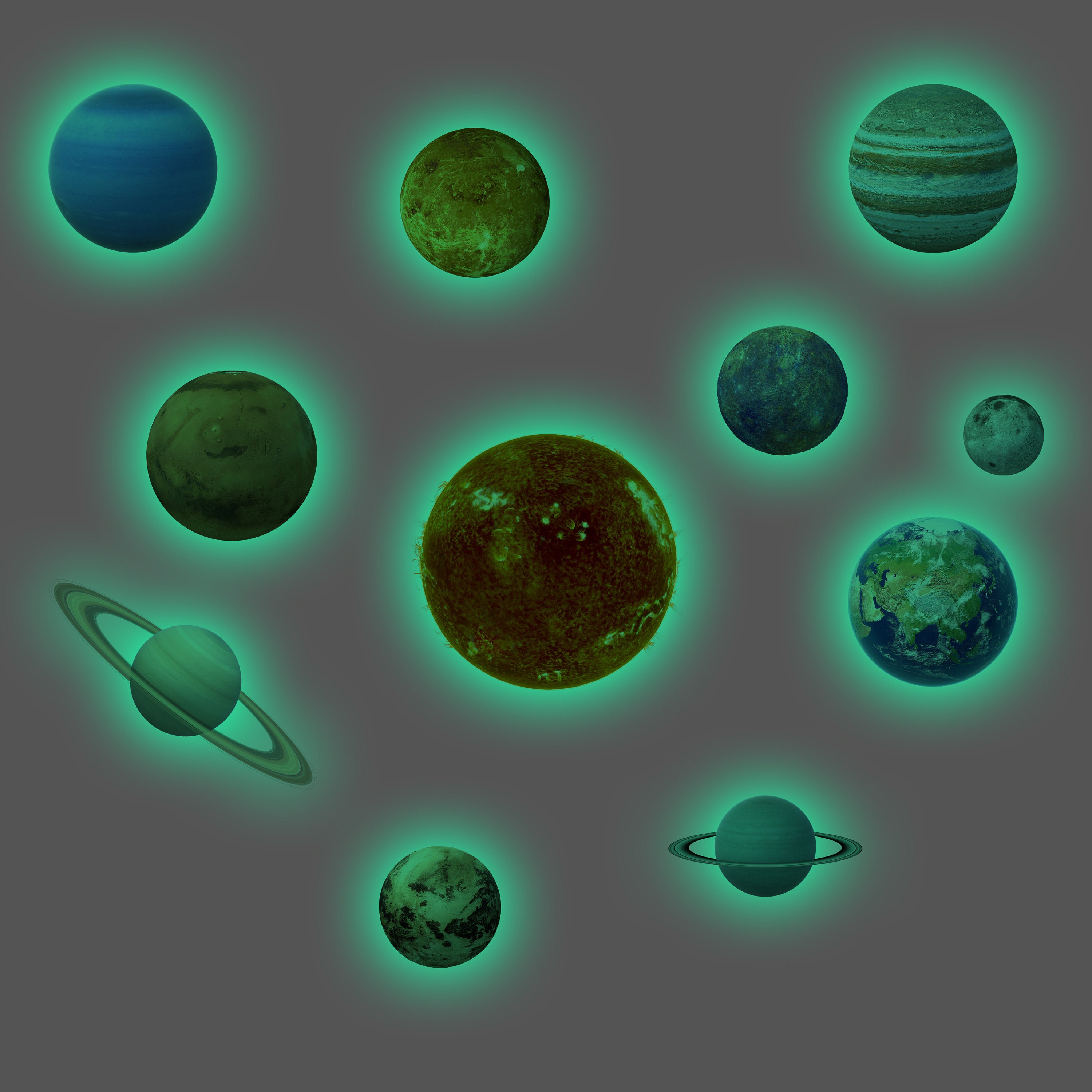 Glow in the Dark Planet Wall Decals - Solar System Glowing Sticker for ...