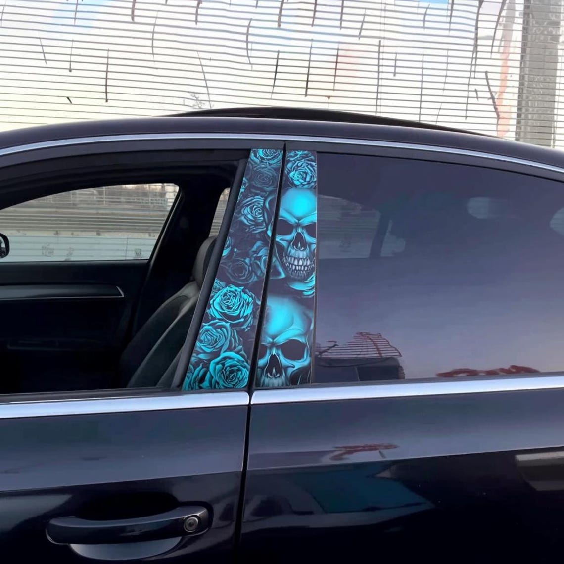 Blue Skulls Car B-pillar Decals | 2-piece Vinyl Sticker Set | Gothic ...