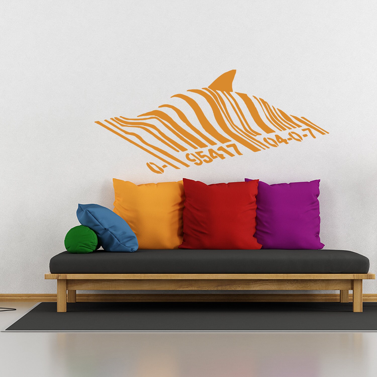 Banksy Barcode Shark Wall Sticker - Swimming Fish Under Bar Code Vinyl ...