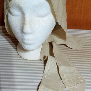 Dew Rag Style 100% Beige Tan Linen Head Cover Tichel With Paleo Hebrew ...
