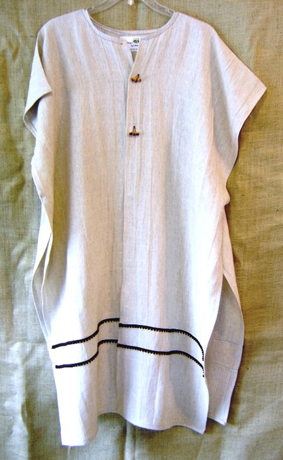 Robe of Fine Linen 100% Antique White cream Linen With Matching Brown ...