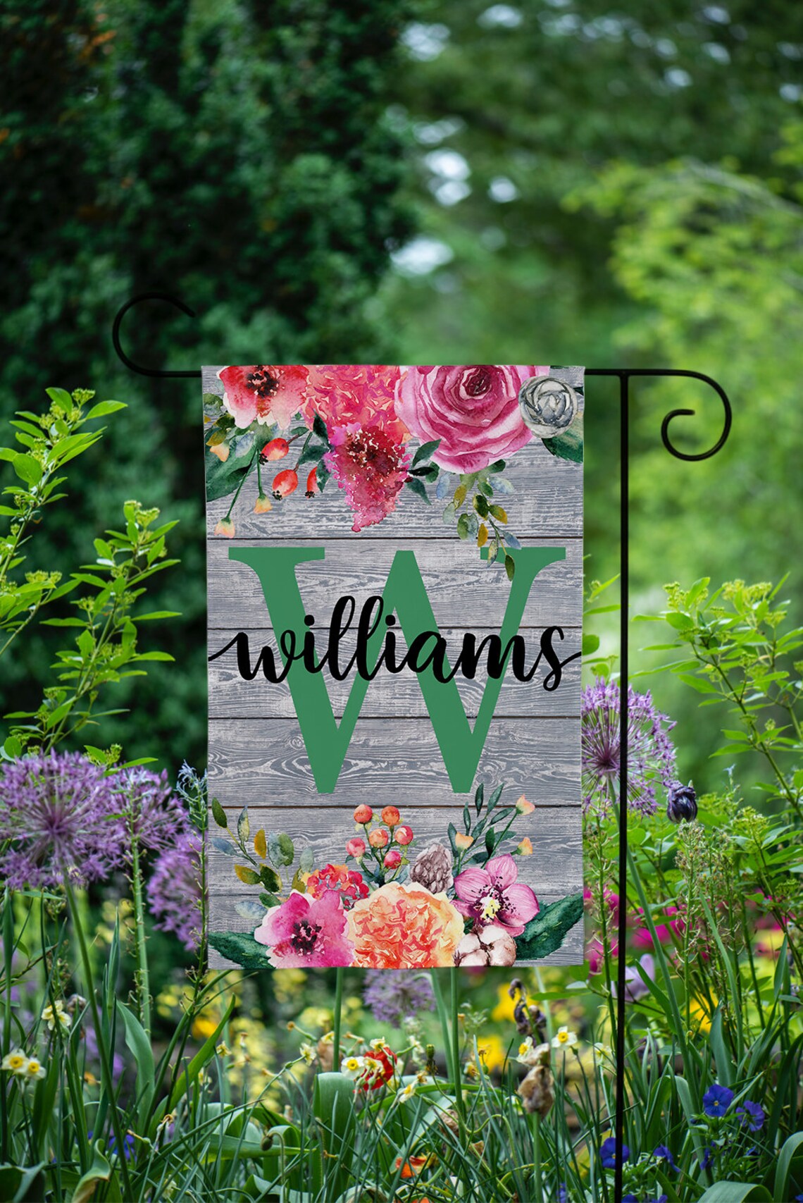 Monogram Garden Flag Personalized Garden Flag Welcome Garden | Etsy