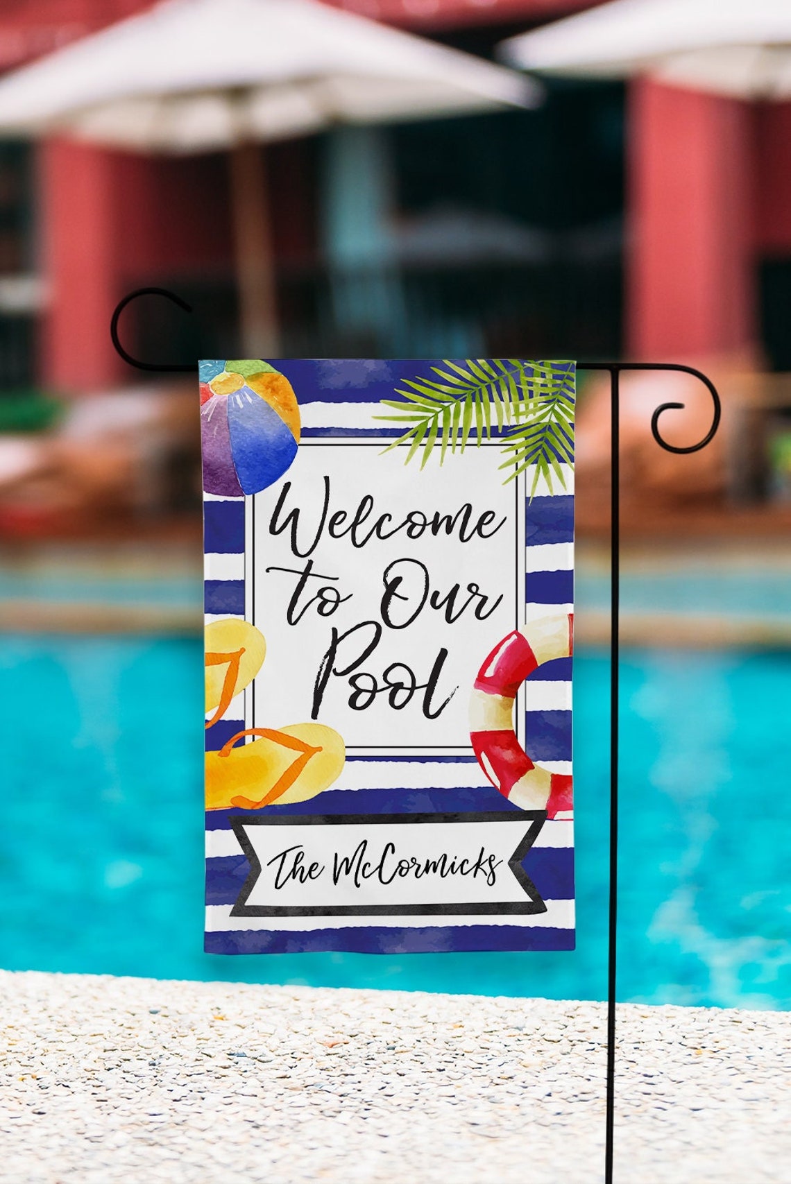 Welcome to Our Pool Flag, Pool Flag, Swimming Pool Flag, Personalized ...