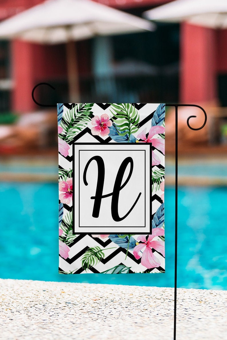 Tropical Garden Flag, Hibiscus Garden Flag, Palm Leaf Garden Flag ...