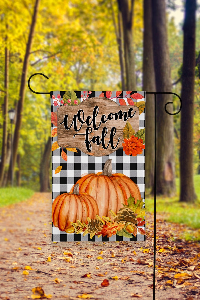 Welcome Fall Garden Flag Pumpkin Garden Flag Fall Garden - Etsy