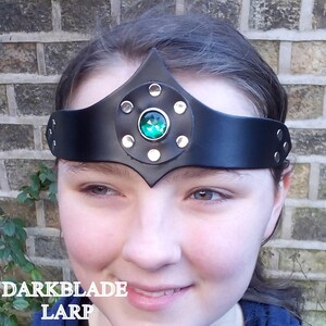 Leather Gemstone Headband or Circlet for Larp Cosplay or Costume in Red ...