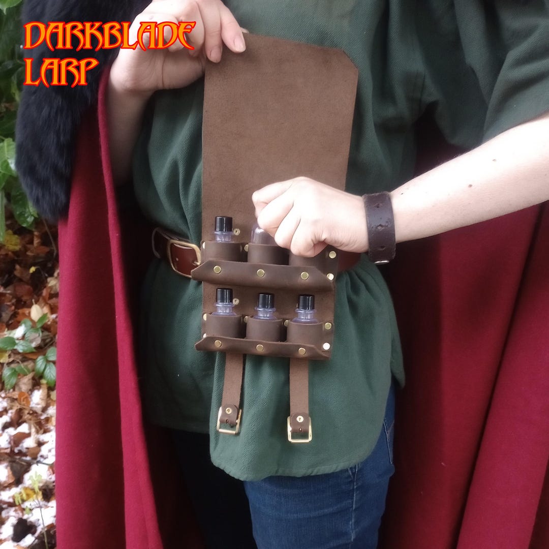 Potion Pouch, Six Bottles, Leather Holder for Larp, Cosplay, Costume or ...