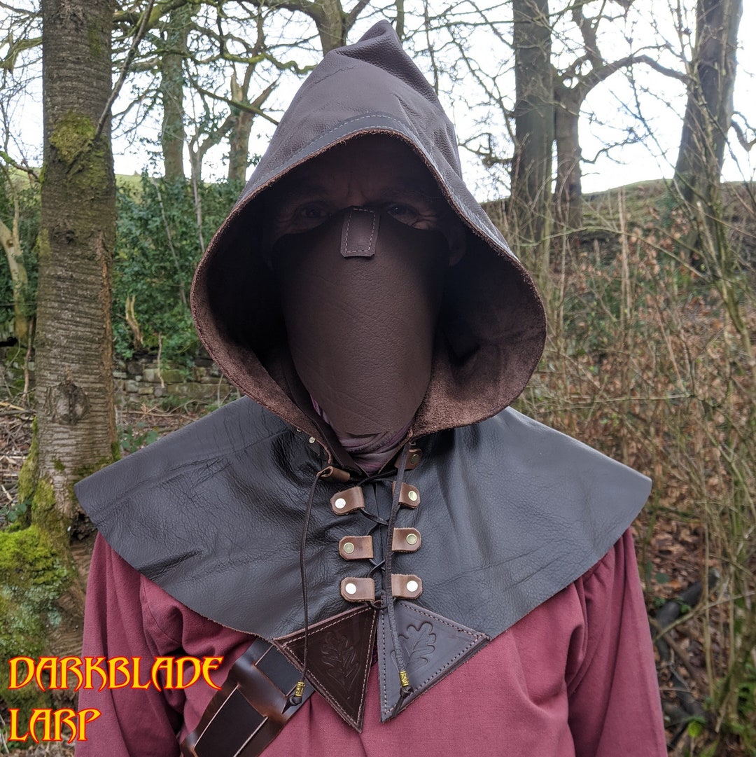 Ranger Leather Hood or Cowl for Larp, Pagan or Cosplay in Brown With ...