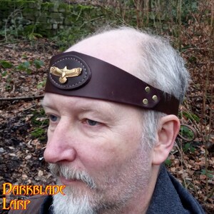 Brass Hawk Eagle Leather Headband or Circlet for Larp Pagan Cosplay ...