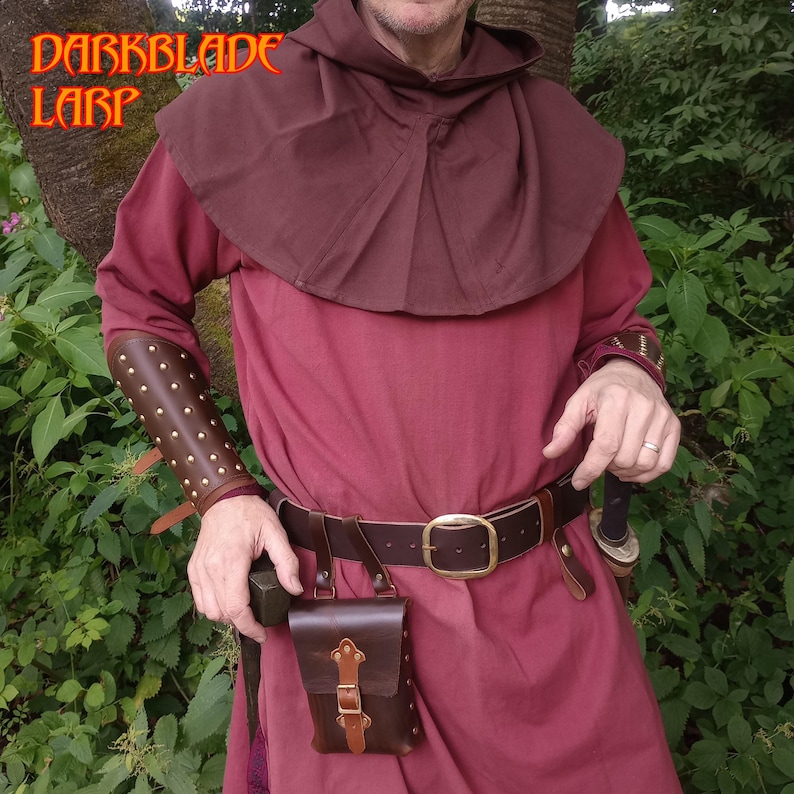 Leather LARP Fighter Gear Set – Studded Bracers, Belt, Pouch, Scabbard ...