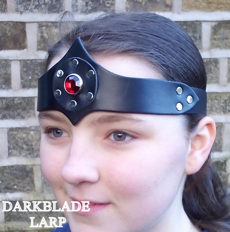 Leather Gemstone Headband or Circlet for Larp Cosplay or - Etsy