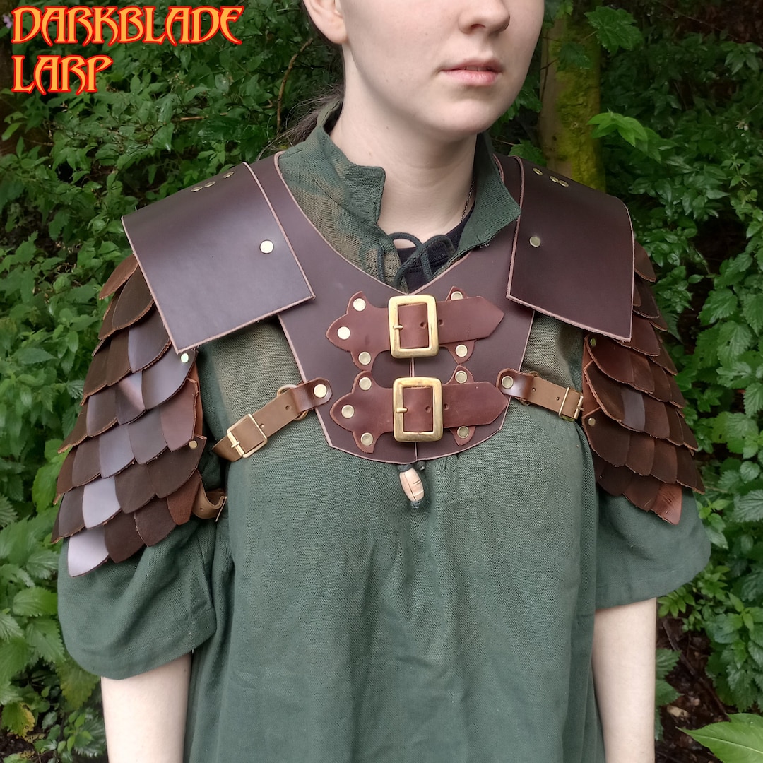 Leather Gorget and Scale Shoulder Armour for Larp, Cosplay and Costume ...