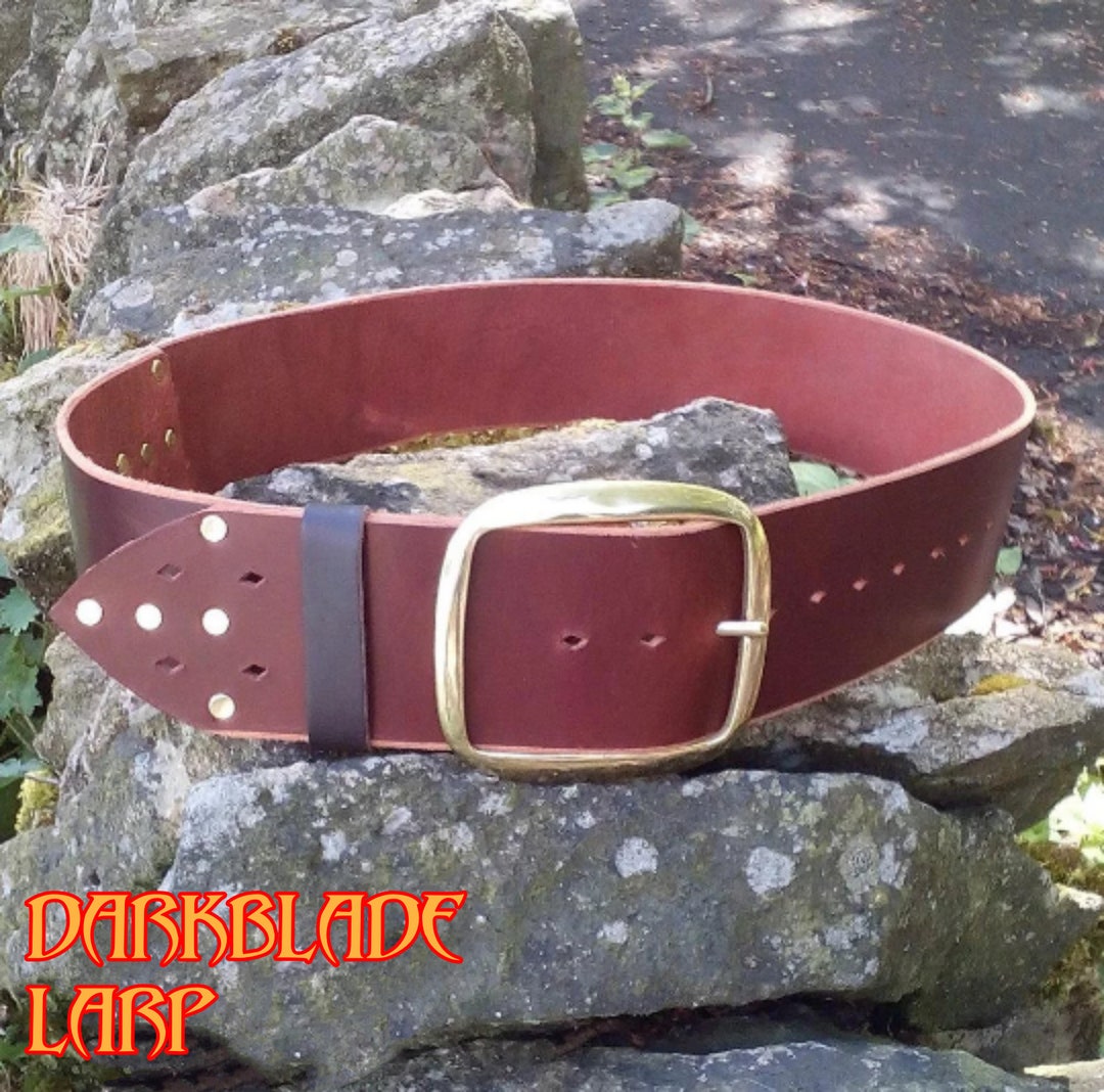 Leather Pirate Belt: 3" Wide, Solid Brass Buckle, Larp Cosplay Costume ...