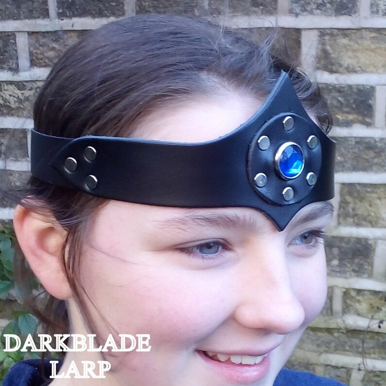 Leather Gemstone Headband or Circlet for Larp Cosplay or - Etsy