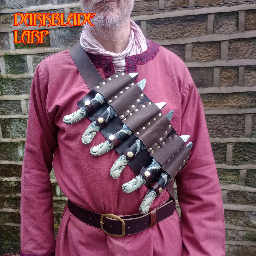 Larp Throwing Knife Bandolier With Larp Safe Knives for Larp, Cosplay ...