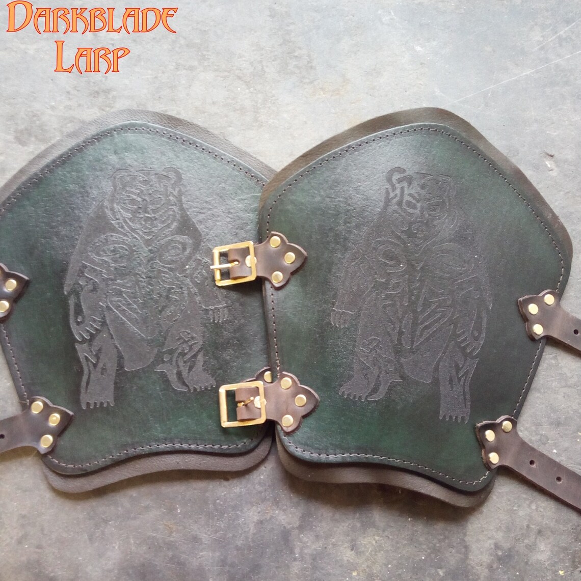 Bear Engraved Waxed Leather Vambraces Bracers Arm Guards for - Etsy