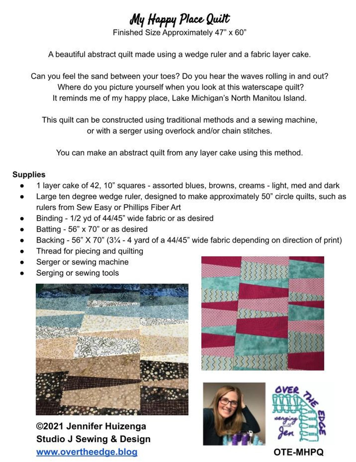 Serger Sewing Quilt Pattern My Happy Place Waterscape Ocean Lake Beach ...