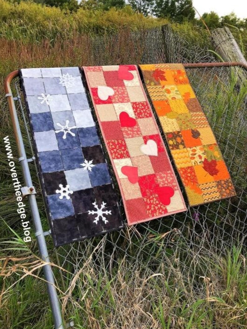 Serger Charm Table Runner Quilt Pattern Hearts a Flutter Spring Decor ...