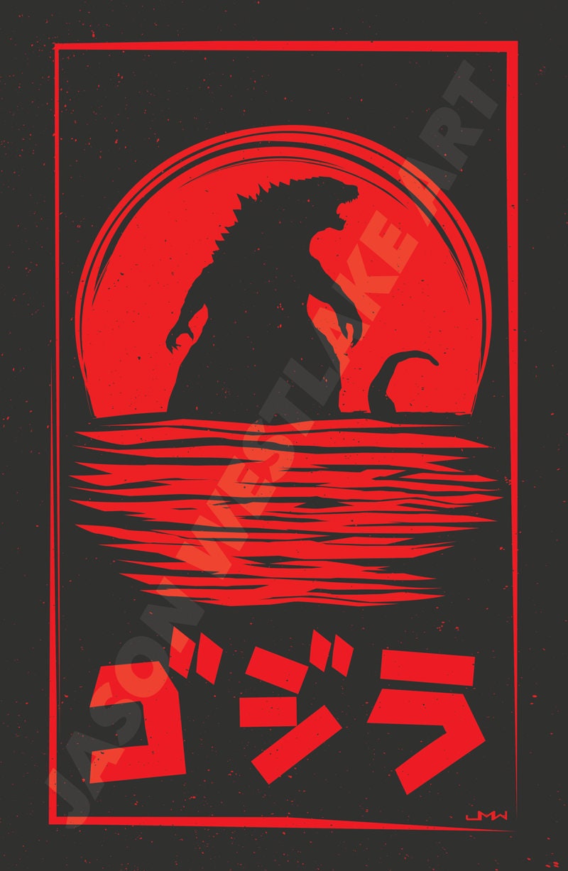 Godzilla Minimalist Print - Etsy