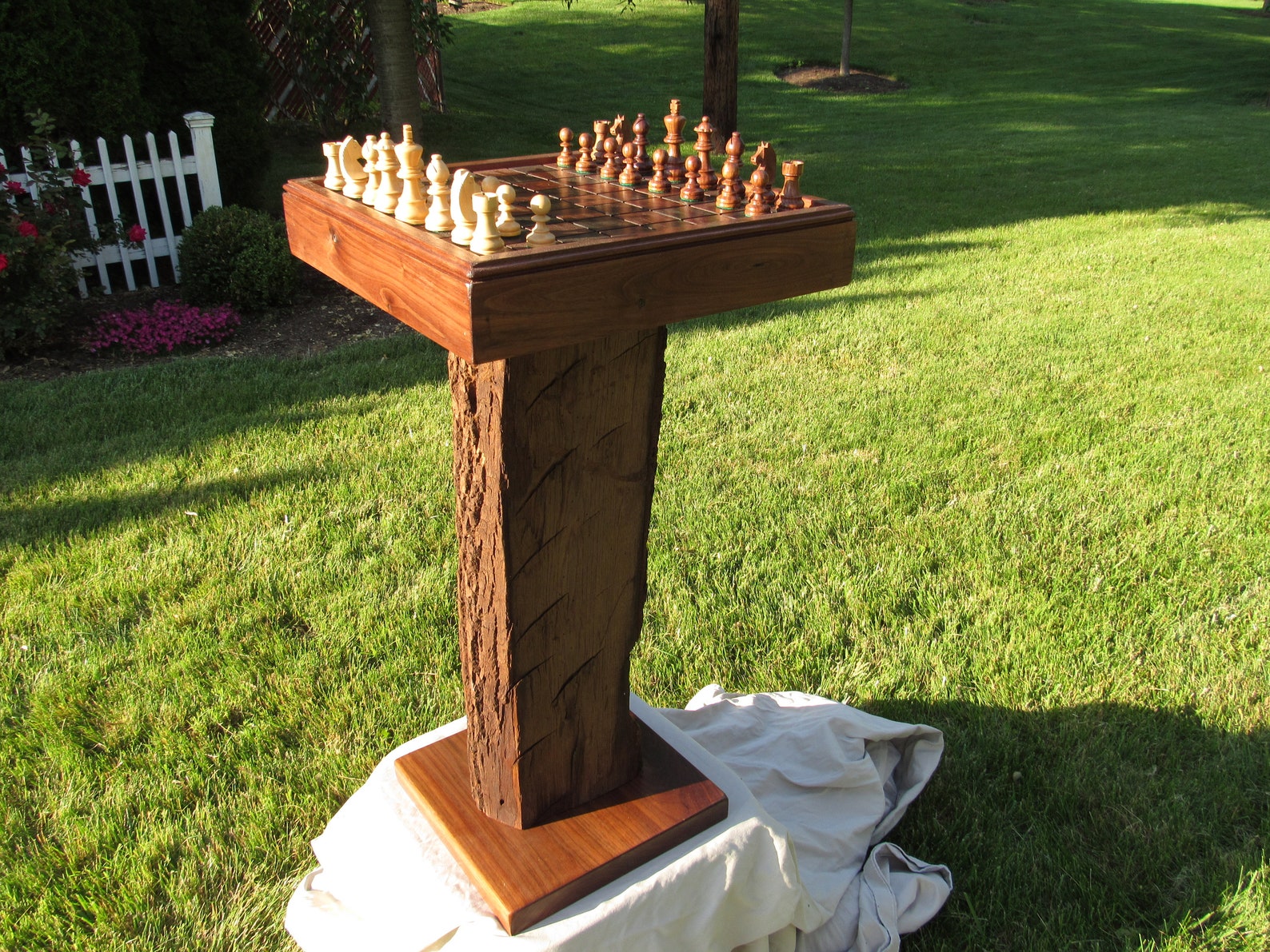 Walnut Chess Table Handmade Chess Board Table,weighted PIECES !, Black ...