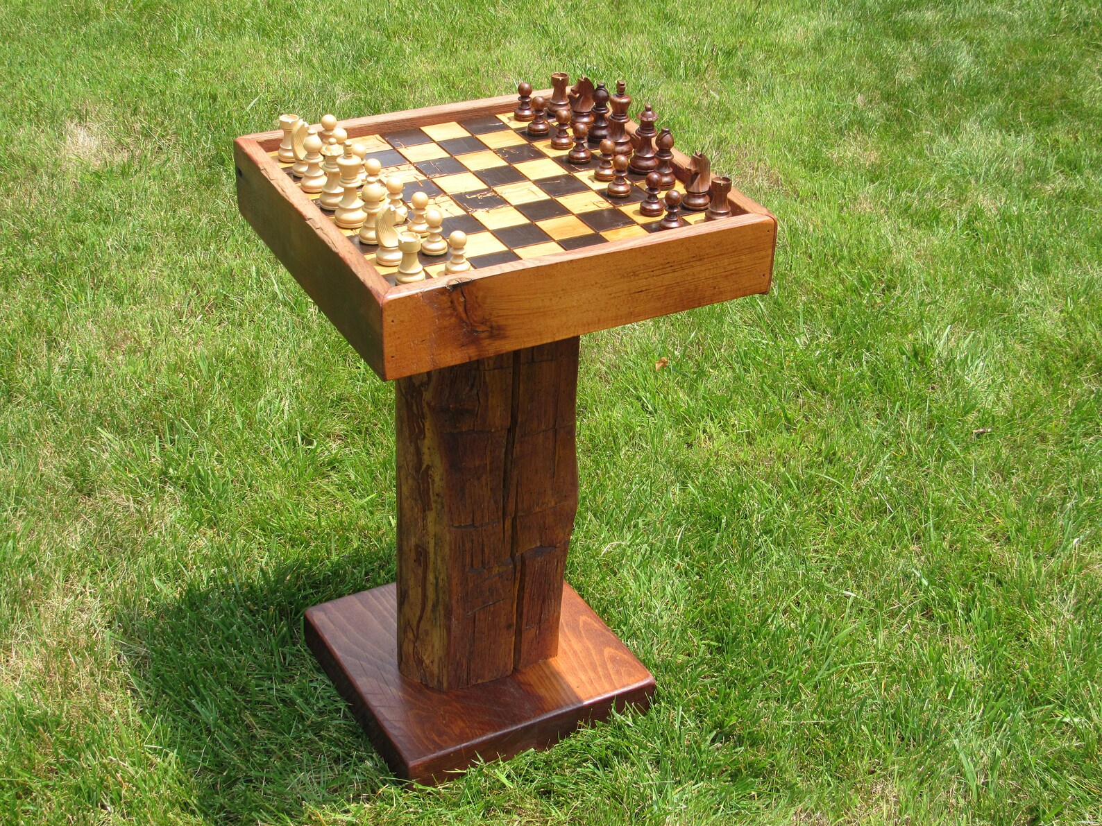 Wormy Chestnut Chess Table Handmade Chess Board Table Chess Set Table ...