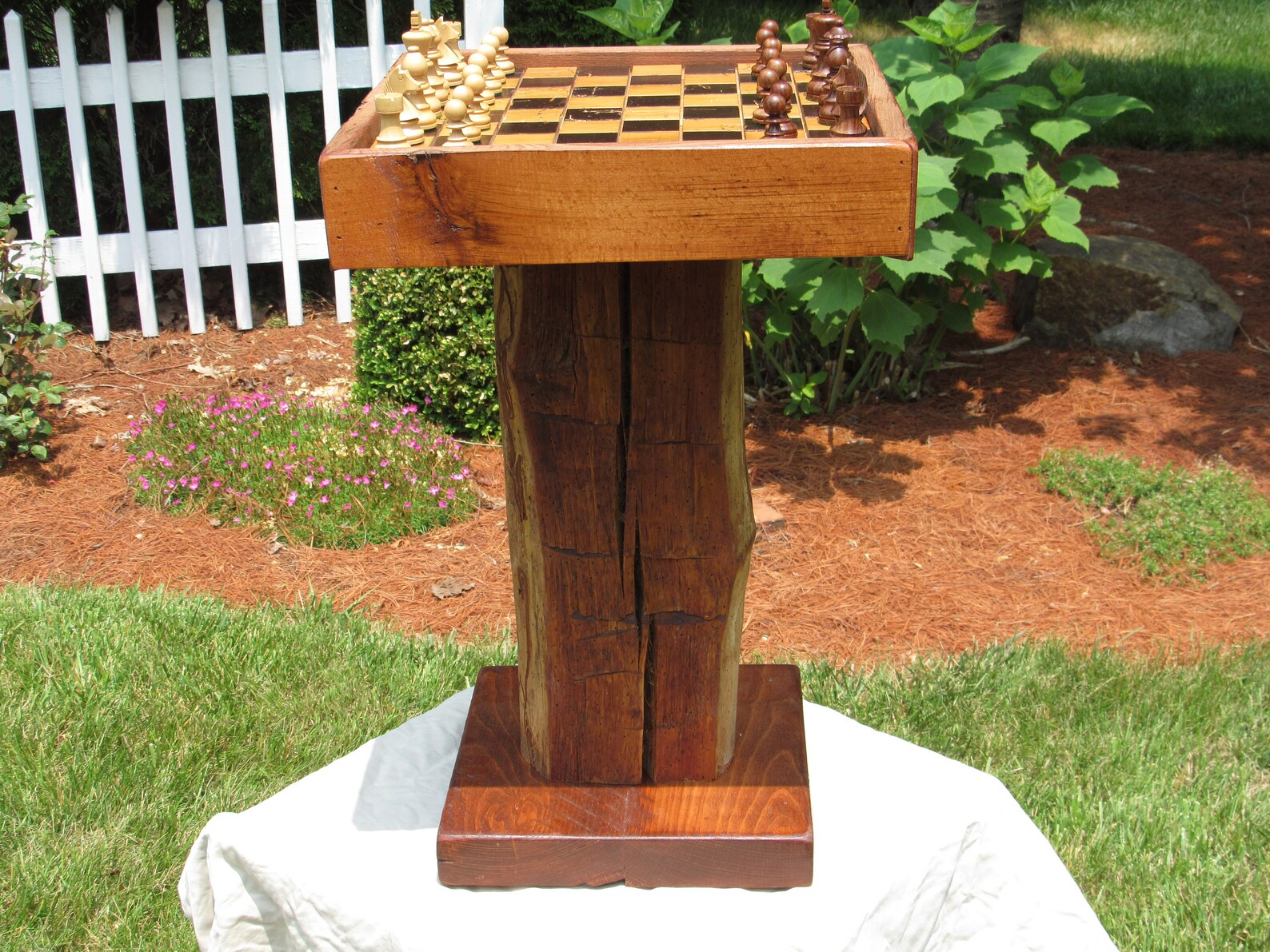 Wormy Chestnut Chess Table Handmade Chess Board Table Chess - Etsy