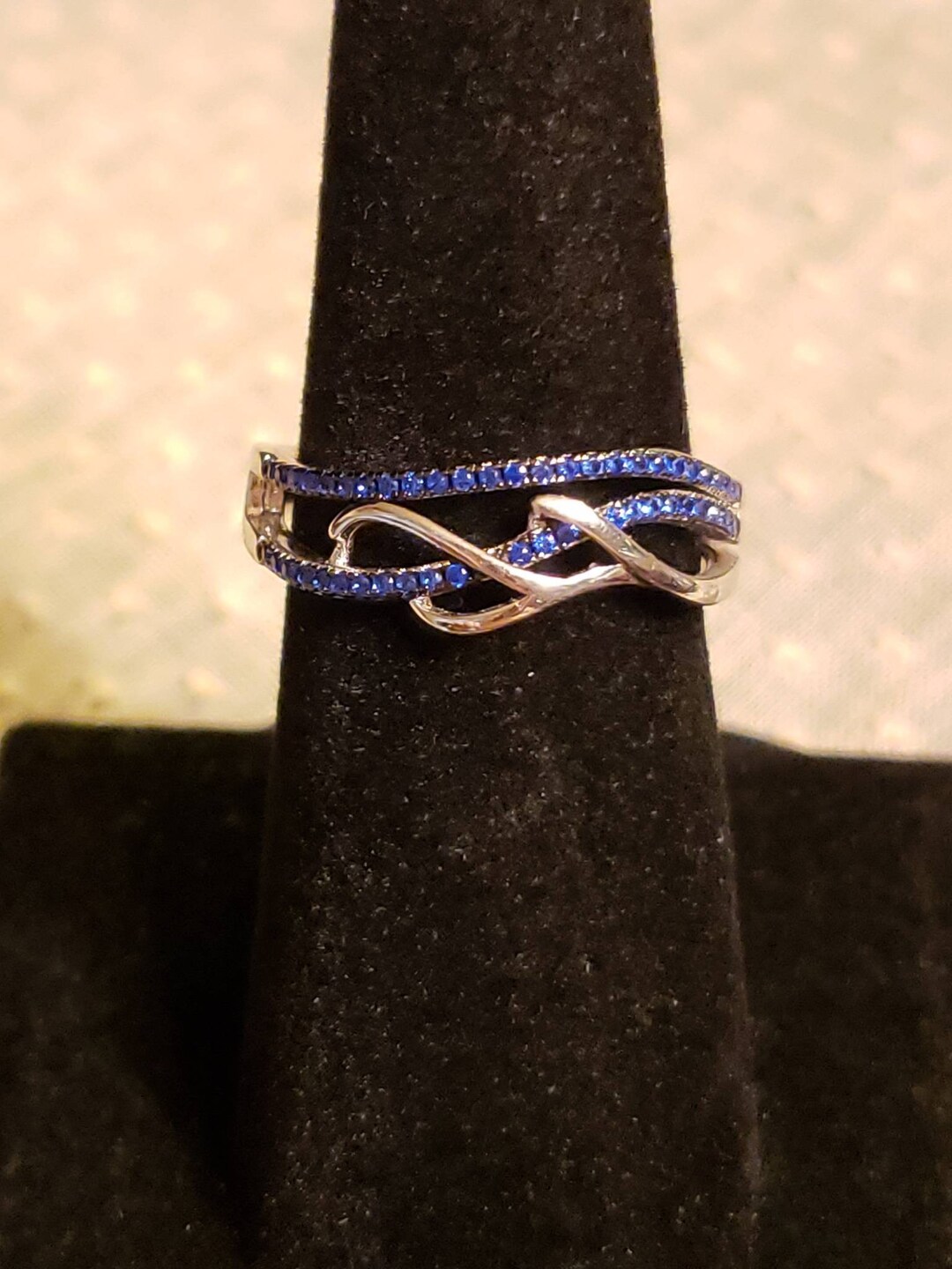 Sterling Silver BLUE OCEAN WAVES Ring, Cubic Zirconia, Size 8, Gorgeous ...