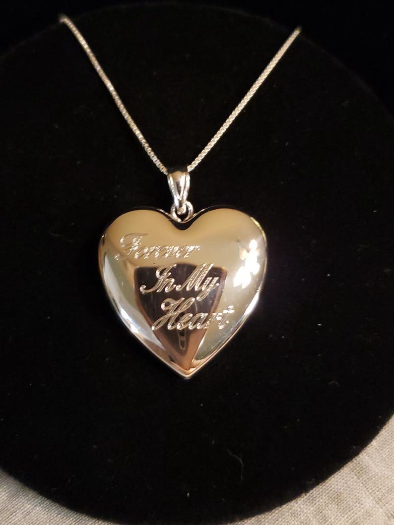 Sterling SILVER HEART LOCKET Necklace, Engraved With Forever in My ...