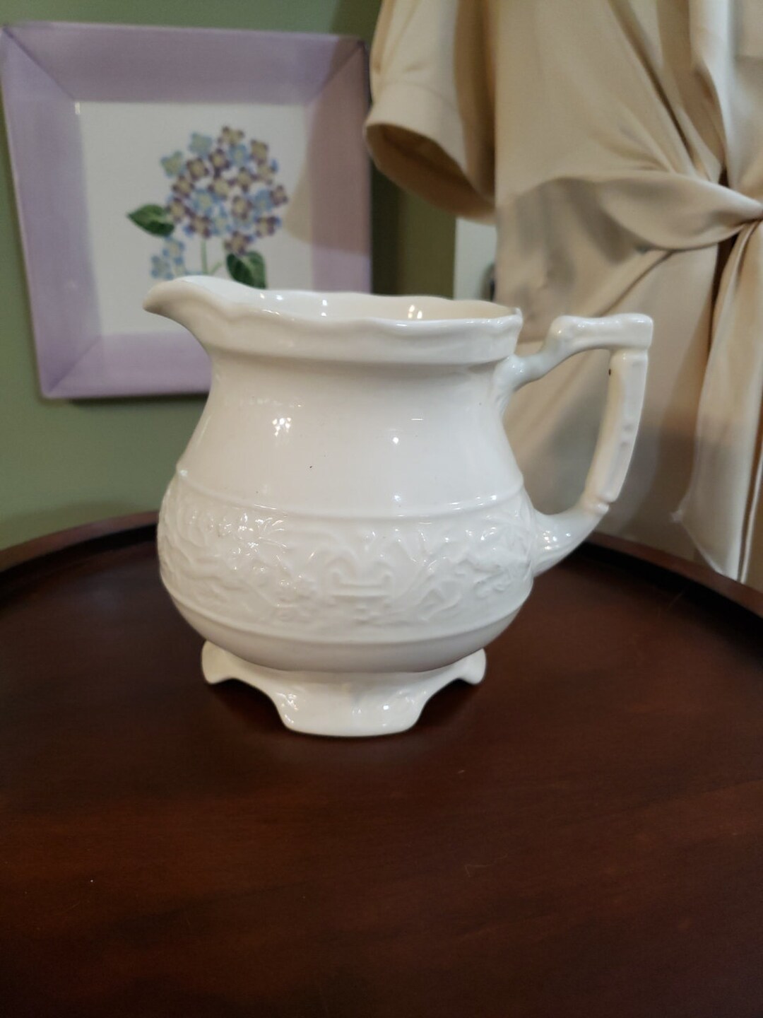 VINTAGE CREAMWARE PITCHER Many Lovely Details, 5 High, 6 Across - Etsy