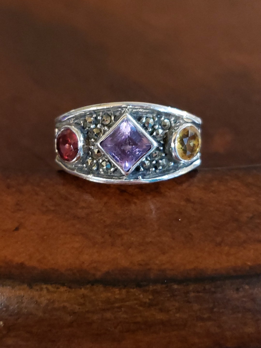 JUDITH JACK STERLING Silver Ring, Features Amethyst, Garnet, and ...